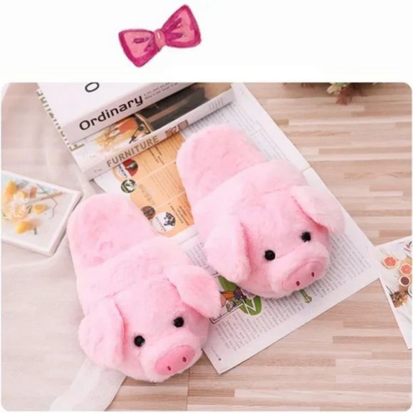 Shoes | New Plush Pig Piggy Pink Slippers | Poshmark